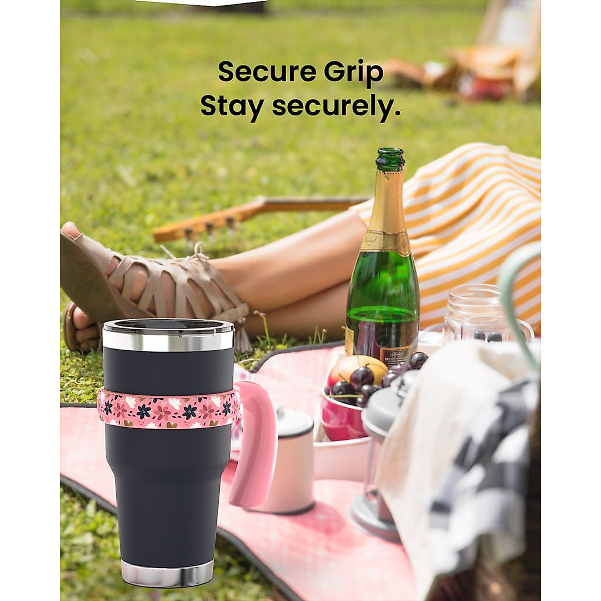 HOUSYLOVE for YETI 30 oz Tumbler Handle, for YETI Handle 30 oz Tumblerand YETI Cup Holder, Handle for YETI and Most 30 oz Tumble, Pink, 1 Pack