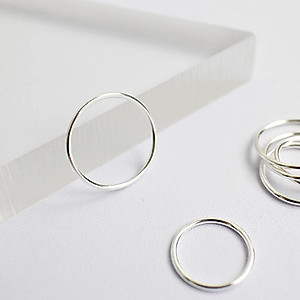 CANDYFANCY 925 Sterling Silver 1.2mm Stacking Midi Thin Rings Pinky Ring Stack Knuckle Rings Band Silver Toe Ring Size 2.5