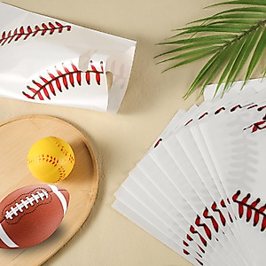 PEUTIER 50pcs Baseball Party Gift Bags, Baseball Goodie Bags Favors Sport Theme Party Favor Bags Practical Gift Bag for Party Birthday Presents Packing Candy Snack Goodie Storage (White, Red)