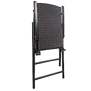 HAPPYGRILL 4pcs Folding Patio Chair Set, Outdoor Pool Lawn Portable Rattan Wicker Chair with Armrest & Footrest