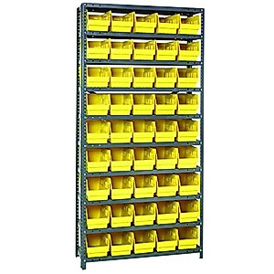 Quantum Storage Systems 1275-202YL Store More Steel Shelving Unit with 6" Shelf Bins, 12" D x 36" W x 75" H, Yellow