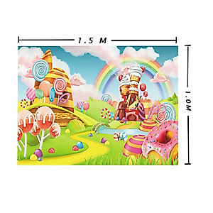 Qian Lollipop Backdrops Cartoon Candy Photo Rainbow Studio Props Booth Baby Birthday Party Photography Background Vinyl 5x3FT ly020