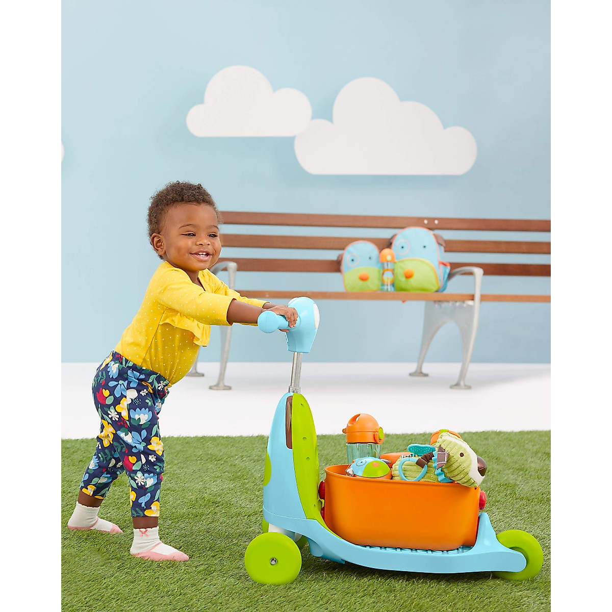 Skip Hop 3-in-1 Baby Activity Push Walker to Toddler Scooter, Zoo Dog
