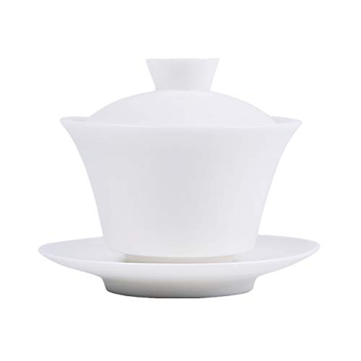 Moyishi Chinese Gaiwan Traditional Tea Cup Comprised of Cup, Saucer and Lid Sancai wan (White)