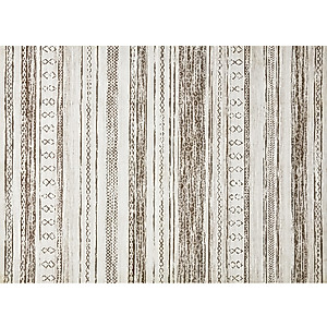 Tortania Beige Living Room Rug 8x10 with 10 PCS Rug Tape Set