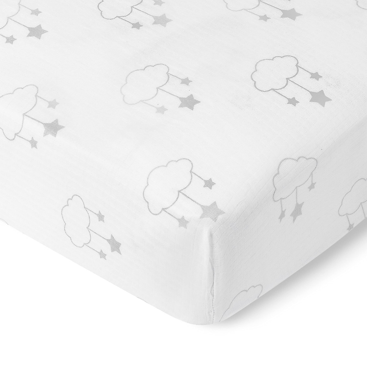 Newton Baby Mini Crib Fitted Sheets (2-Pack) | Organic Muslin Cotton, Breathable & Soft Baby Sheets, Washable Baby Mattress Sheets, Fits Any Mini Sized Crib 24" x 38", Wishing on a Star Print + White
