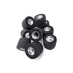 WildCow 2" Black Vet Wrap Tape Bulk, 12 Pack Cohesive Bandage Wraps, Self Adherent Grip Rolls - Solid Colors