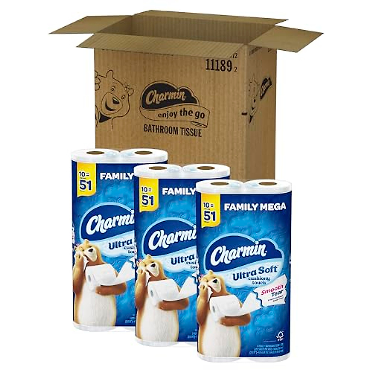 Charmin Ultra Soft Cushiony Touch Toilet Paper, 30 Family Mega Rolls = 153 Regular Rolls