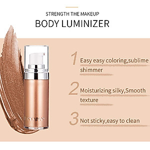 MEICOLY Face Body Luminizer,Liquid Illuminator Body Shimmer Oil,Moisturizing Bronzer Highlighter Smooth Shine Highlight Glow Makeup,Waterproof Body Shimmering Glitter,03 Bronze Gold