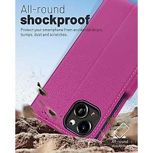 OCASE Compatible with iPhone 15 Plus Wallet Case, PU Leather Flip Folio Case with Card Holders RFID Blocking Kickstand [Shockproof TPU Inner Shell] Phone Cover 6.7 Inch 2023, Litchi Rose