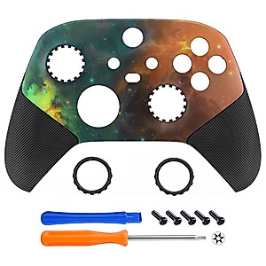 eXtremeRate ASR Version Redesigned Shell for Xbox Core Wireless Controller - Performance Rubberized Grip, Anti Sticks Rubbing Ring - Custom Faceplate for Xbox Series X & S - Orange Star Universe