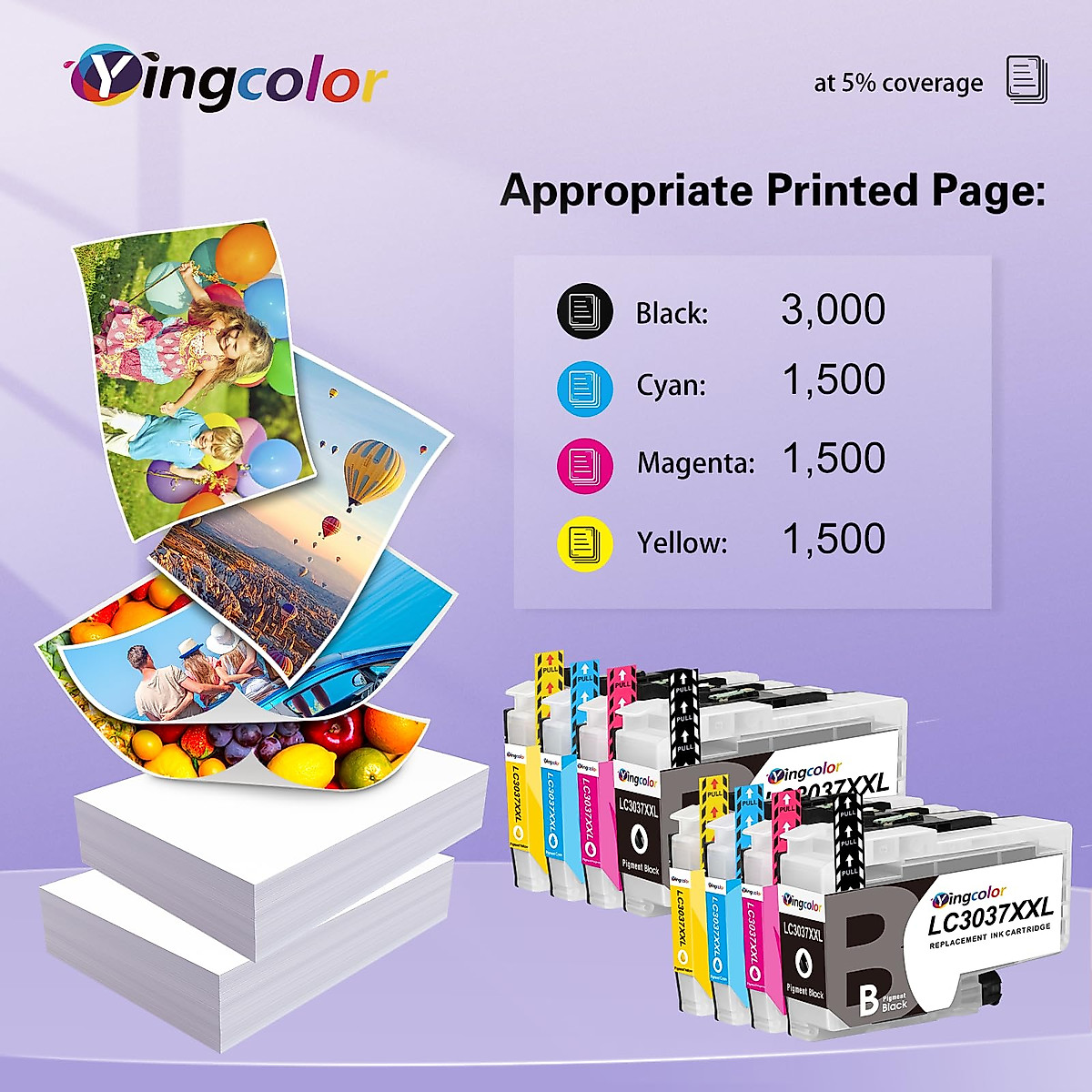 LC3037 BK/C/M/Y Ink Cartridges Super High Yield Compatible Replacement for Brother LC3037 LC3037XXL LC3039 for Brother MFC-J5945DW MFC-J6945DW MFC-J5845DWXL MFC-J6545DWXL Printer (8 Pack)