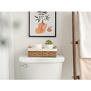 StorageWorks Bathroom Baskets for Organizing, Small Wicker Basket for Bathroom Organizer, Round Paper Rope Storage Basket for Bathroom Countertop, Set of 2