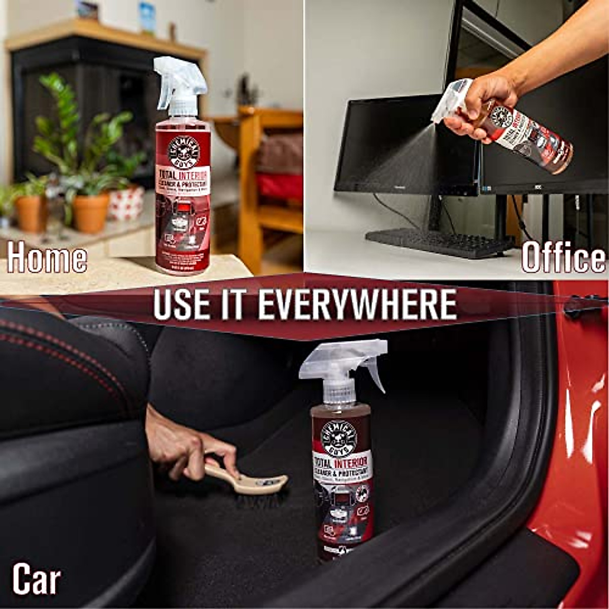 Chemical Guys SPI22516 Total Interior Cleaner & Protectant (Safe on Dash, Leather, Vinyl, Plastics, Trim, Glass, Fabric & More), 16 fl oz (Black Cherry Scent)