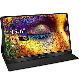 Lepow Portable Monitor Z1-Gamut 15.6'' FHD Laptop Display [Improved Color Gamut] IPS 1080P Ultra-Slim Type-C & HDMI Second Screen, Dual Speakers, Ideal for Laptops PCs Phones Switch PS4/3 Xbox