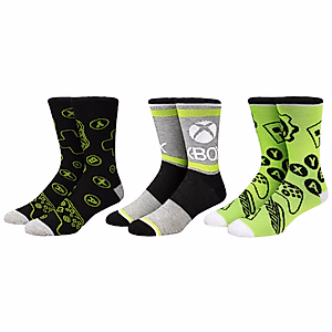 Bioworld Xbox Evergreen 3 Pack Crew socks for men