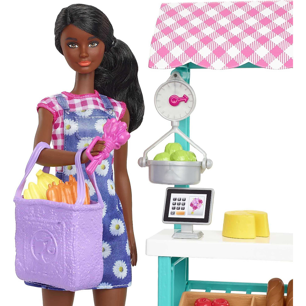 Barbie Careers Doll & Playset, Farmers Market Theme with Brunette Fashion Doll, Furniture & Accessories