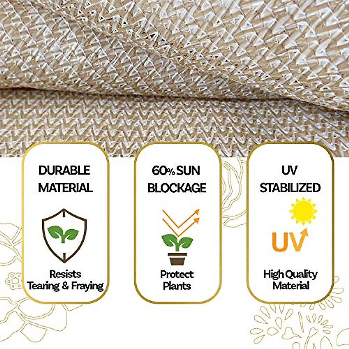 Alion Home HDPE 60% Sun Block Garden Netting Mesh for Plants Protecting - Beige (2, 10' x 6')