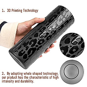 artlion 20 oz Leopard Tumbler Black Skinny Insulated Coffee Cup with Lid and Straw for Cold Hot Drinks