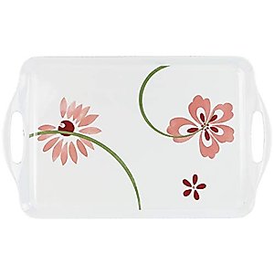 Reston Lloyd Rectangular Melamine Serving/Ottoman Tray, Pretty Pink