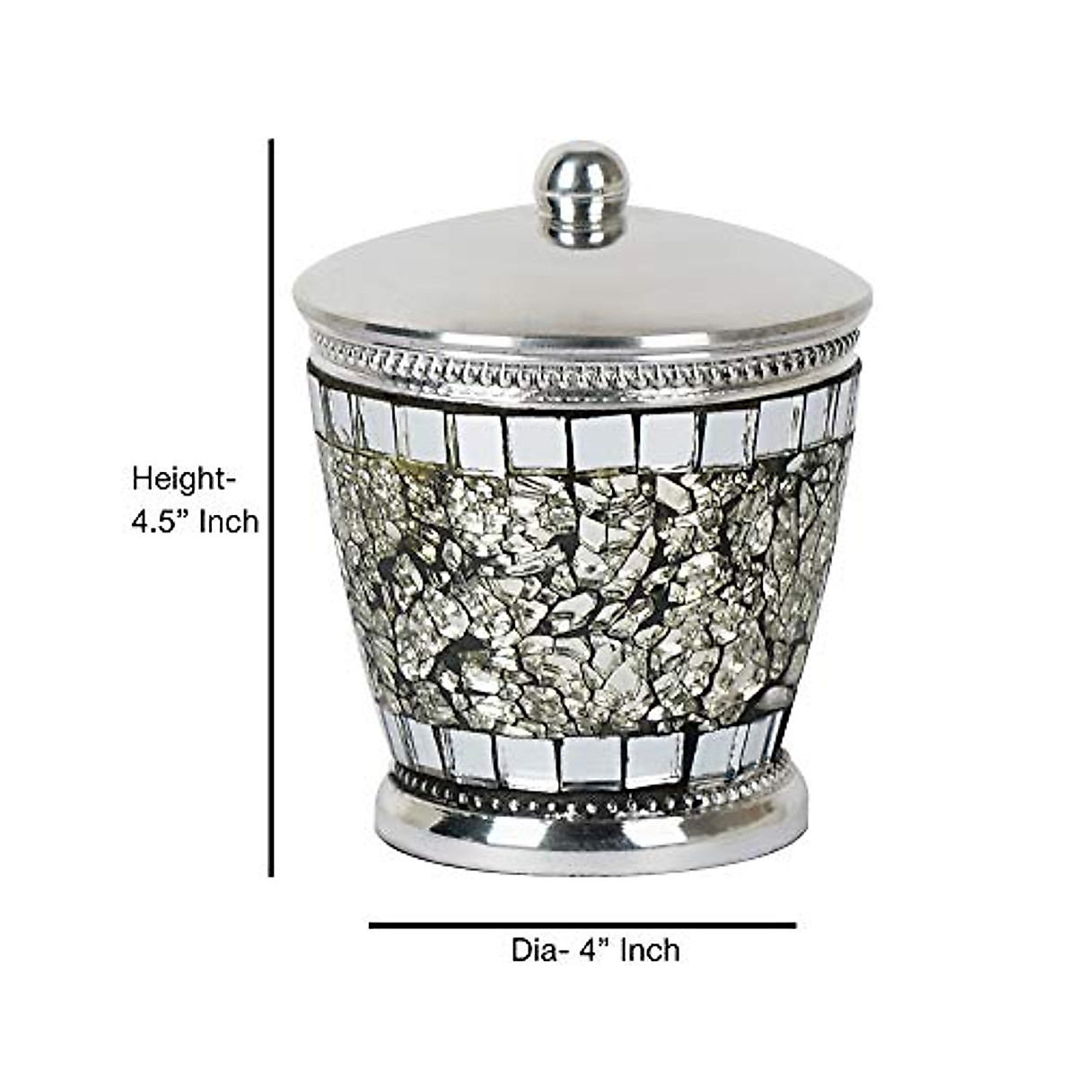 nu steel Iceberg Ice Collection Qtip Dispenser Bathroom Vanity Metal Storage Organiser Canister Apothecary Jar for Cotton Swabs, Rounds, Balls, Ice Mosaic Finish