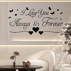 Black Vinyl Wall Decor I Love You Always & Forever Wall Sticker Home Wall Art Decor Wall Decals for Couple Bedroom Living Room Girls Room and The Kid's Room.