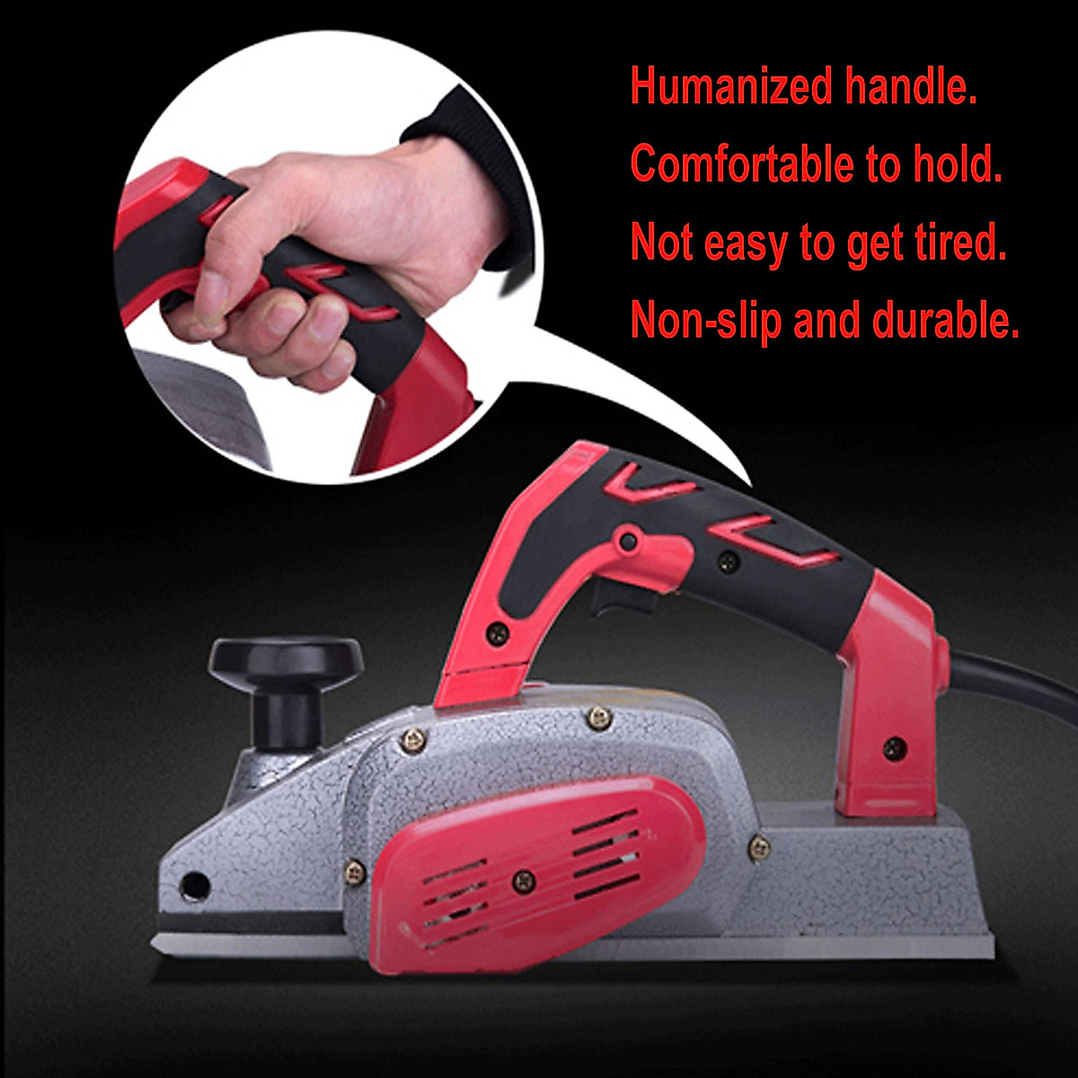 TECHTONGDA Electric Woodworking Planer Power Hand Planer Portable Hand Wood Planer Accurate Smooth Door Planer Tools Floor Flat Planning Machine for Home Furniture 220V