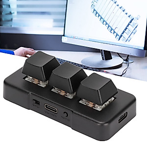 Zyyini Mechanical Keyboard, USB Mini 3 Keys Keyboard RGB Mechanical Gaming Keyboard, Wired//BT 3 Mode Connector, HID Programming Macro for Dos,for Windows,for Android