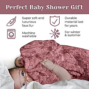 berry bebe Luxury Receiving Blanket, Personalized Baby Blankets, Personalized Baby Gifts, Boutique Style for Girl Size 27x40 Inch (Mauve)