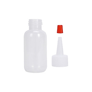 Plastic Boston Round Squeeze Bottles, 1oz/30mL Dropper Bottle with Yorker Red Tip Caps, 25 Pack Squirt Bottles for Liquids, for Crafting & Paints, Condiment Bottles for Sauces, Dressing, Oil, Honey