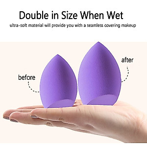 6 Pcs Makeup Sponge Set,Triangle Powder Puff and Beauty Blender,Make Up Sponges for Face,Velour Powder Puff for Loose Powder Mineral Powder Foundation Makeup Tools-Red/Purple