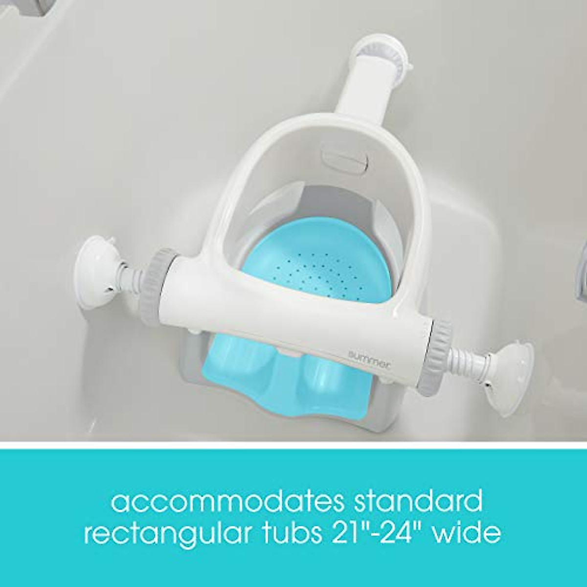 Summer Infant My Bath Seat Soft Support (Aqua ) – Contoured Bath Seat for Children Transitioning to the Adult Bathtub – Features Drain Holes, Sure & Secure Suction Cups, and Spacious Open-Side Design
