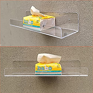 Ashwath 6 Pack Clear Acrylic Floating Shelves, 15" Invisible Floating Wall Ledge, Nursery Kids Bookshelf, Wall Shelves For Collectables, Makeup, Spice, Display Organizer For Bathroom, Kitchen, Bedroom