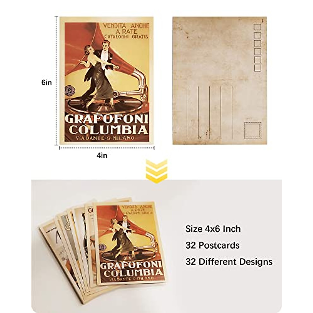 Fancyoung 32 PCS 1 Set Vintage Retro Old Poster Postcard Greeting Cards Souvenir Gifts for Worth Collecting