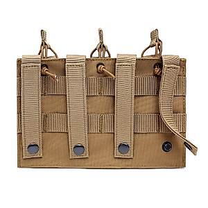 Tripple Mag Pouch Molle Open-Top Tripple Magazine Pouch for M4/M16/AR/AK Rifle Magazines (Tan)