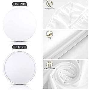 DASHAN White Round Backdrop Cover 6.5x6.5ft Polyester Pure White Birthday Party Photography Background Banquet Press Conference Performance Cake Table Decor for Adult Kids Portrait Photo Studio Props