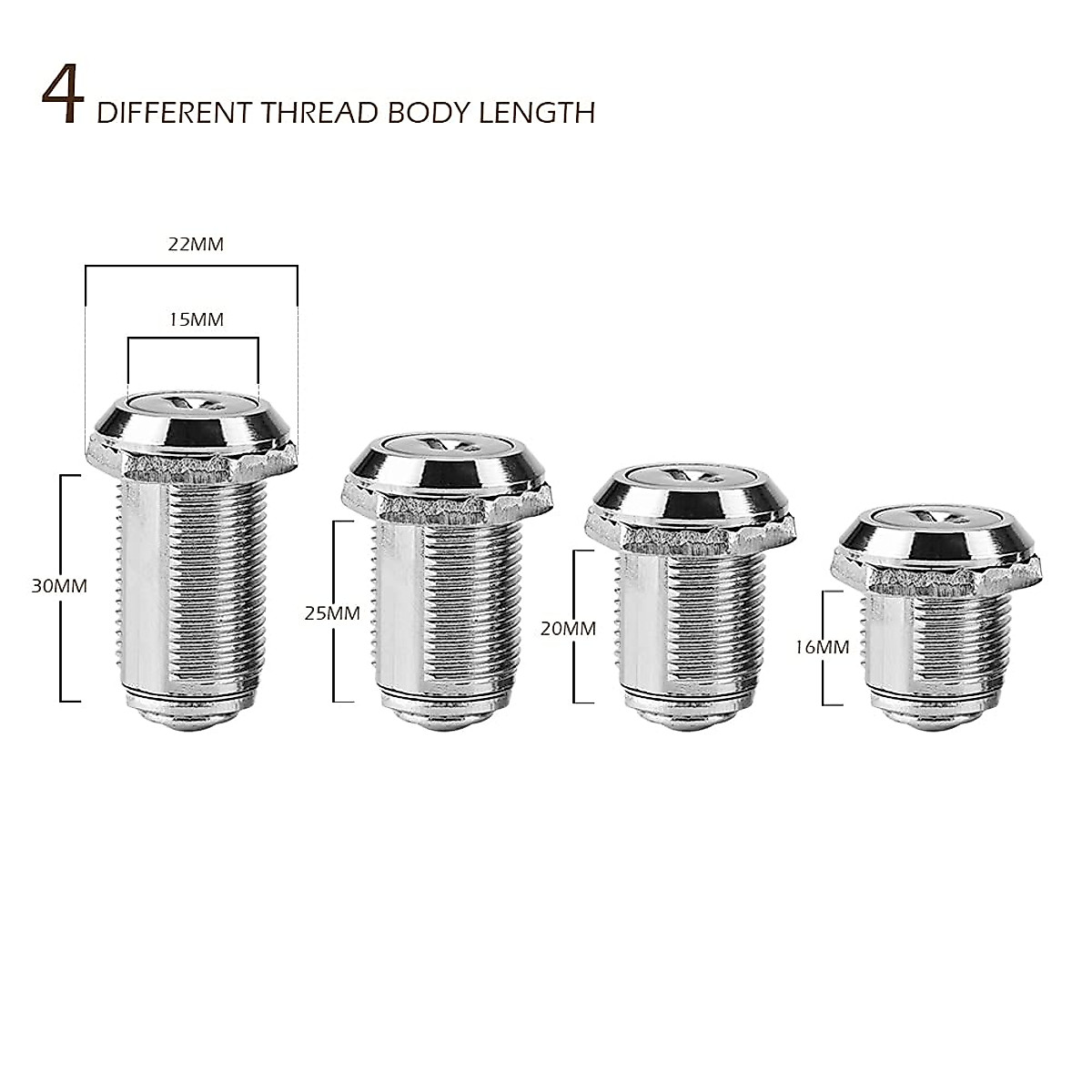 Cam Lock,Security Mailbox Lock, Cam Lock 2pcs Drawer Locks with 4 Keys Lock Furniture Hardware Door Cabinet Lock for Office Desk Letter Box Cam Locks 16mm 20mm 25mm 30mm (Color : 25mm) (Color : 30mm