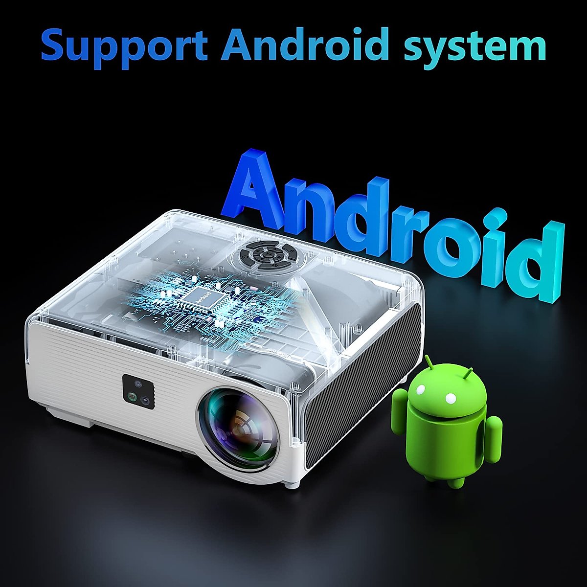 [Auto Focus/Keystone]Smart Projector 4K with Android TV.1200ANSI 4K+ Projector with WiFi 6 & Bluetooth 5.2 .Home Movie Outdoor Projector with Netfix/Prime Bulit-in,20W Speakers,50%Zoom.500"display