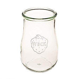 Weck Jars - Weck Tulip Jars 1.5 Liter - Sour Dough Starter Jar - Large Glass Jars for Sourdough - Starter Jar with Glass Lid Tulip Jar with Wide Mouth Suitable Canning and Storage 1 Jar with Wood Lid