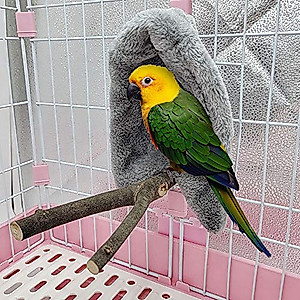 Oncpcare 2pcs Parrot Standing Perch Cover, Winter Warm Small Animal Hanging Nest Hut, Plush Pet Bird Cage Accessories (Colour Random)