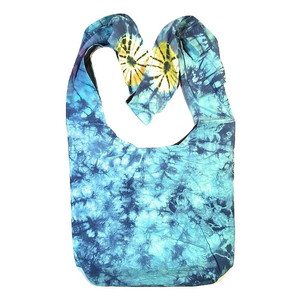 Original Collections Tie Dye Cross Body Shoulder Hippie Handbag Purse in Blue Large