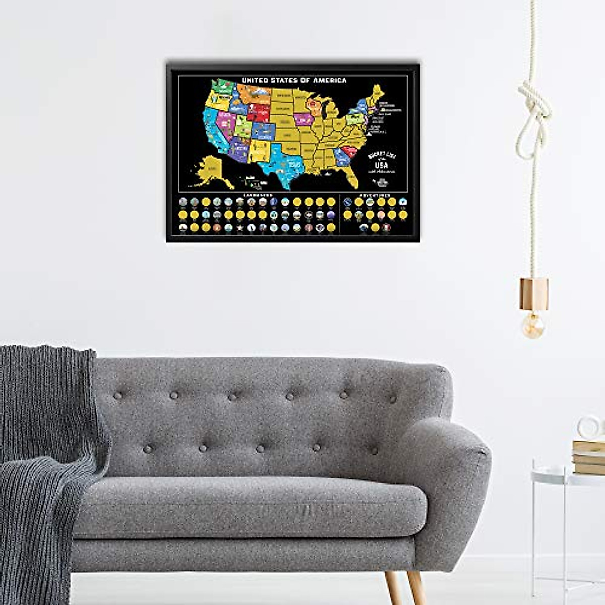 Scratch Off Map of United States + ALL 63 US National Parks Scratch Off Poster, 85 USA Landmarks, Travel Map Kit, 50 State Photo Wall Adventure Maps, Journal Gifts for Travelers by Bright Standards