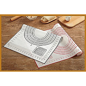 Extra Large Pastry Mat with Measurements 3 Size - 11 Inch, 16 Inch, 24 Inch, Nonstick Silicone Baking Fondant Measuring Pad for Rolling Dough Pie Crust, Pizza and Cookies