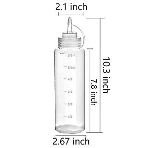 Axe Sickle 20 oz Plastic Squeeze Squirt Condiment Bottle for Ketchup Salad Dressing Mustard Olive Oil, 600 mL Set of 3