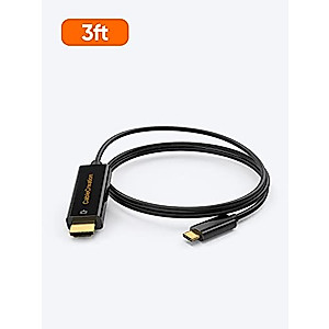 CableCreation USB C to HDMI Cable 3FT Male to Male, Thunderbolt 3/4 Compatible for Home Office, 4K@30Hz for MacBook Pro/Air/M1，iPad Pro - Black