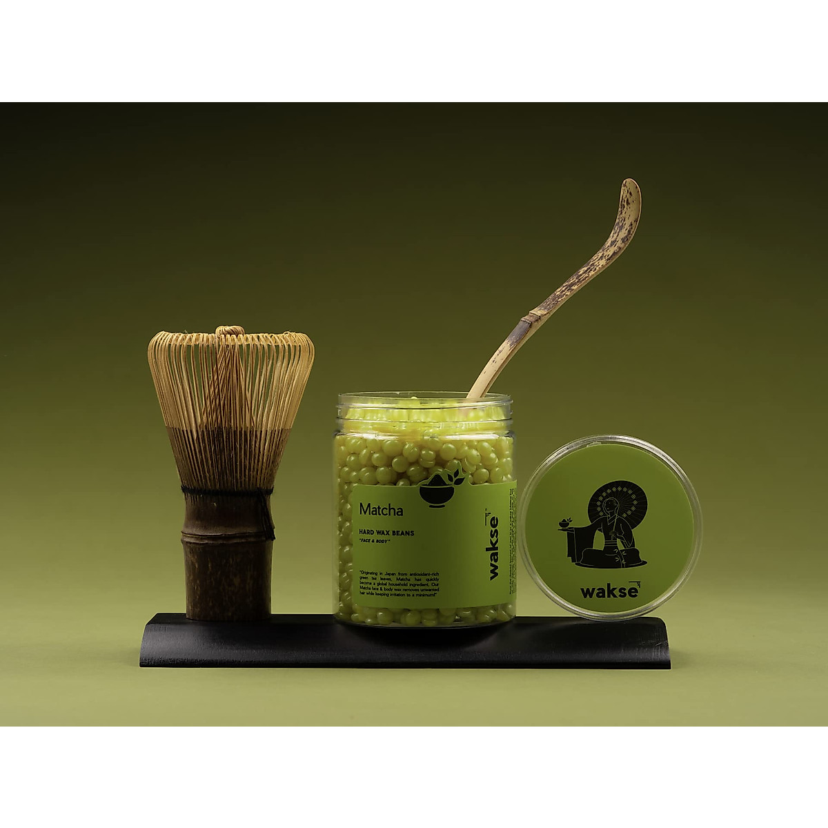 wakse Matcha Hard Wax Beans (12.8oz), 12.8 Ounce