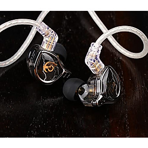 Linsoul QKZ x HBB 10mm Titanium-Coated Diaphragm HiFi in-Ear Monitor Earphones with Semi-Open Cavity, Detachable 2Pin Silver-Plated Cable, Noise Canceling for Audiophile (Black, Without Mic)