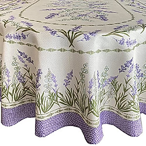Home Bargains Plus Provence Round Tablecloth, 70 Inch, Holiday Blanchard Field of Lilacs, Wrinkle and Stain Resistant Fabric Table Cover for Dinner Parties and Banquet