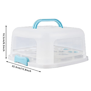 DIIRPPR 2 in1 Square Cupcake Carrier and Cake Keeper with Lid, Christmas Party Container with Cupcake Carrier Holder Trays Holds Up to 12 Cupcakes or 1 10" Cake, Dishwasher Safe (Blue)