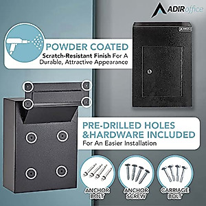 AdirOffice Through The Wall Drop Box Safe - Durable Thick Steel w/Adjustable Chute - Mail Vault for Home Office Hotel Apartment